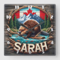 Canadian Beaver by Water With Mountains and Trees Square Wall Clock ...