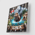 Canadian Beaver The Near Mountain In A Lake Square Wall Clock | Zazzle