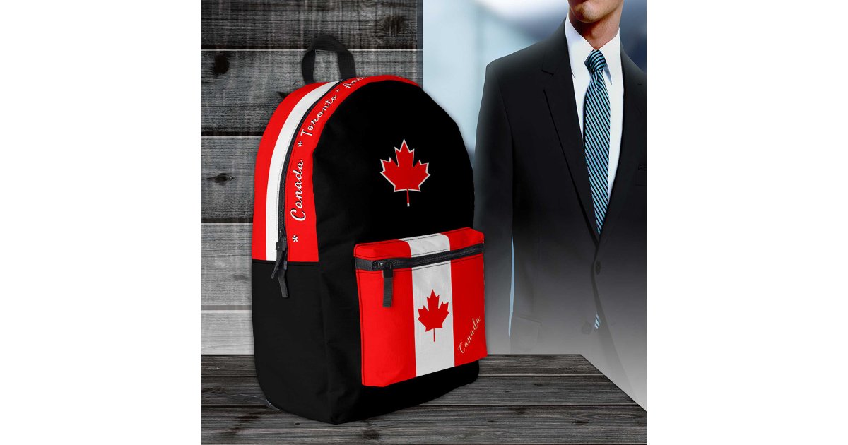 Canadian Flag backpack, Canada, patriot black Printed Backpack | Zazzle