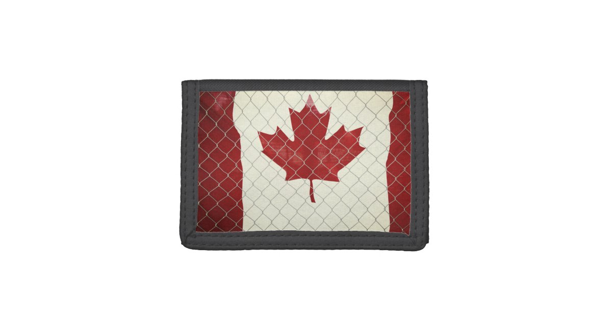 Canadian Flag. Chain Link Fence. Rustic. Cool. Tri-fold Wallet | Zazzle