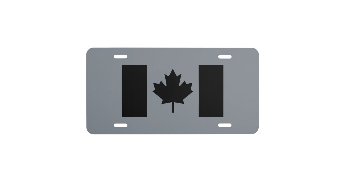 Canadian Flag in Black Style License Plate | Zazzle