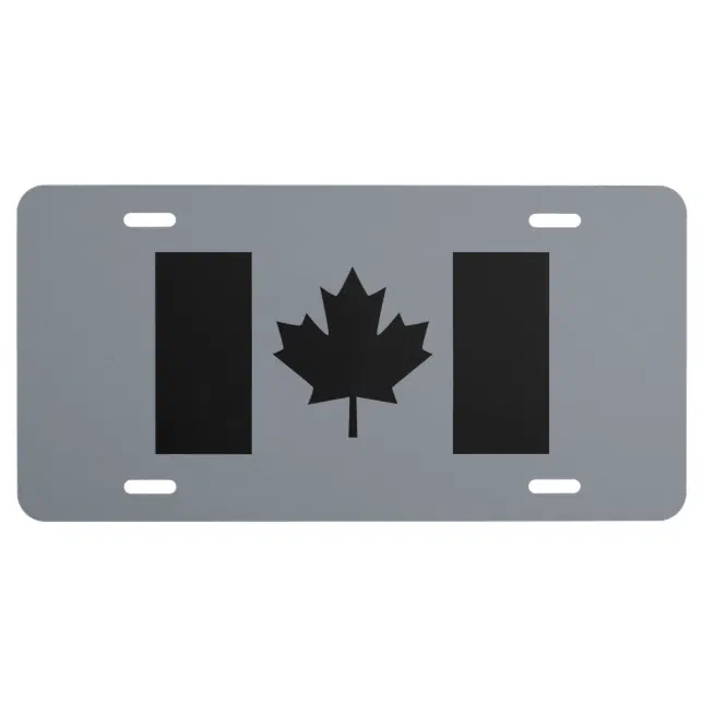 Canadian Flag in Black Style License Plate | Zazzle