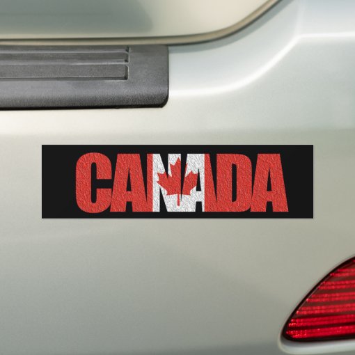 Canadian Flag In "Canada" on Black Bumper Sticker | Zazzle