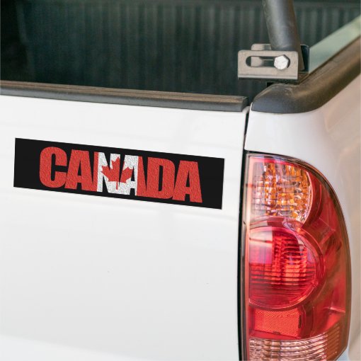 Canadian Flag In "Canada" on Black Bumper Sticker | Zazzle