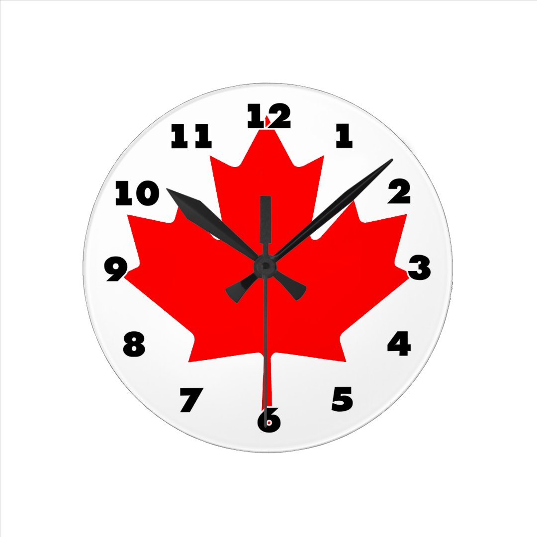 Canadian flag of Canada custom round wall clock | Zazzle