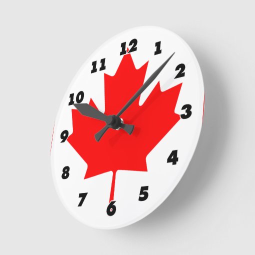 Canadian flag of Canada custom round wall clock | Zazzle