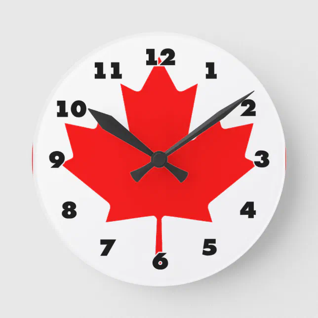 Canadian flag of Canada custom round wall clock | Zazzle