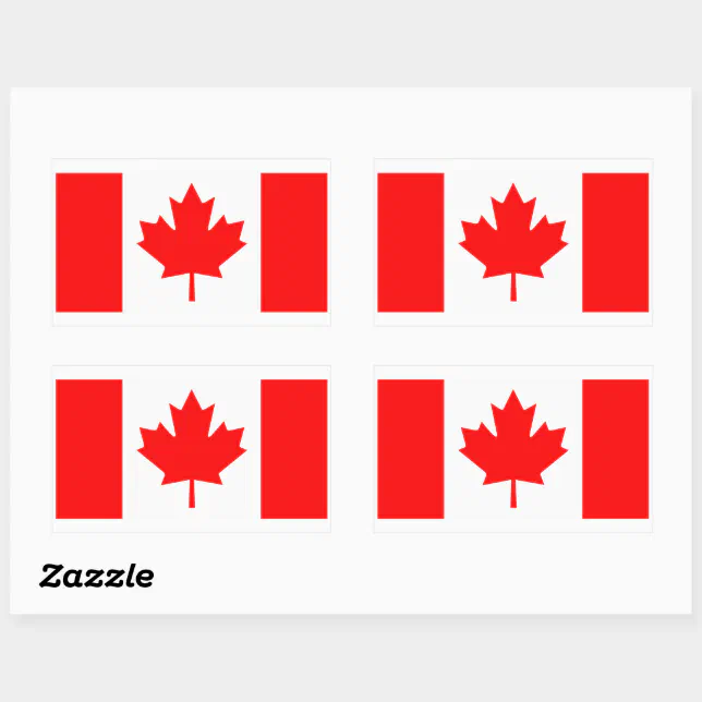 Canadian Flag Red Graphic Art Rectangular Sticker | Zazzle