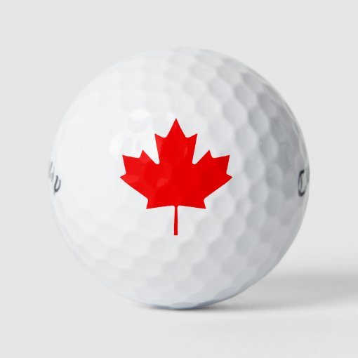 Canadian Flag Red Maple Leaf Golf Balls | Zazzle