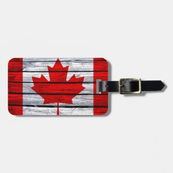 Canadian Flag Rustic Wood Luggage Tag | Zazzle