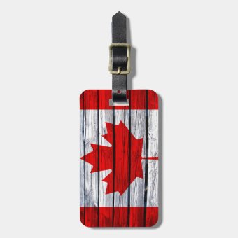 Canadian Flag Rustic Wood Luggage Tag | Zazzle