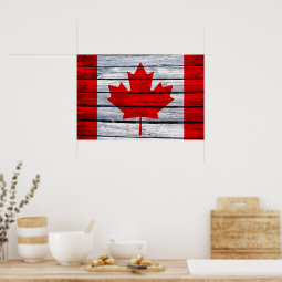 Canadian Flag Rustic Wood Poster | Zazzle