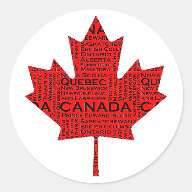 Canadian Maple Leaf w/Text Classic Round Sticker | Zazzle