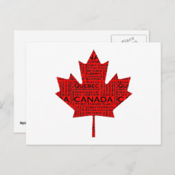 Canadian Maple Leaf w/Text Postcard | Zazzle