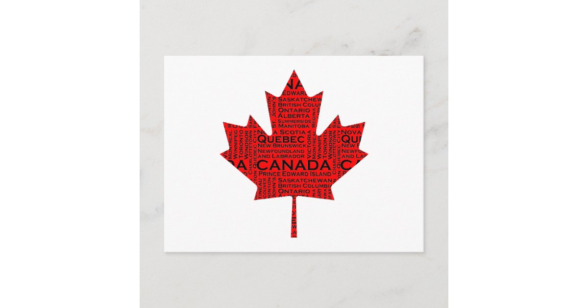 Canadian Maple Leaf w/Text Postcard | Zazzle