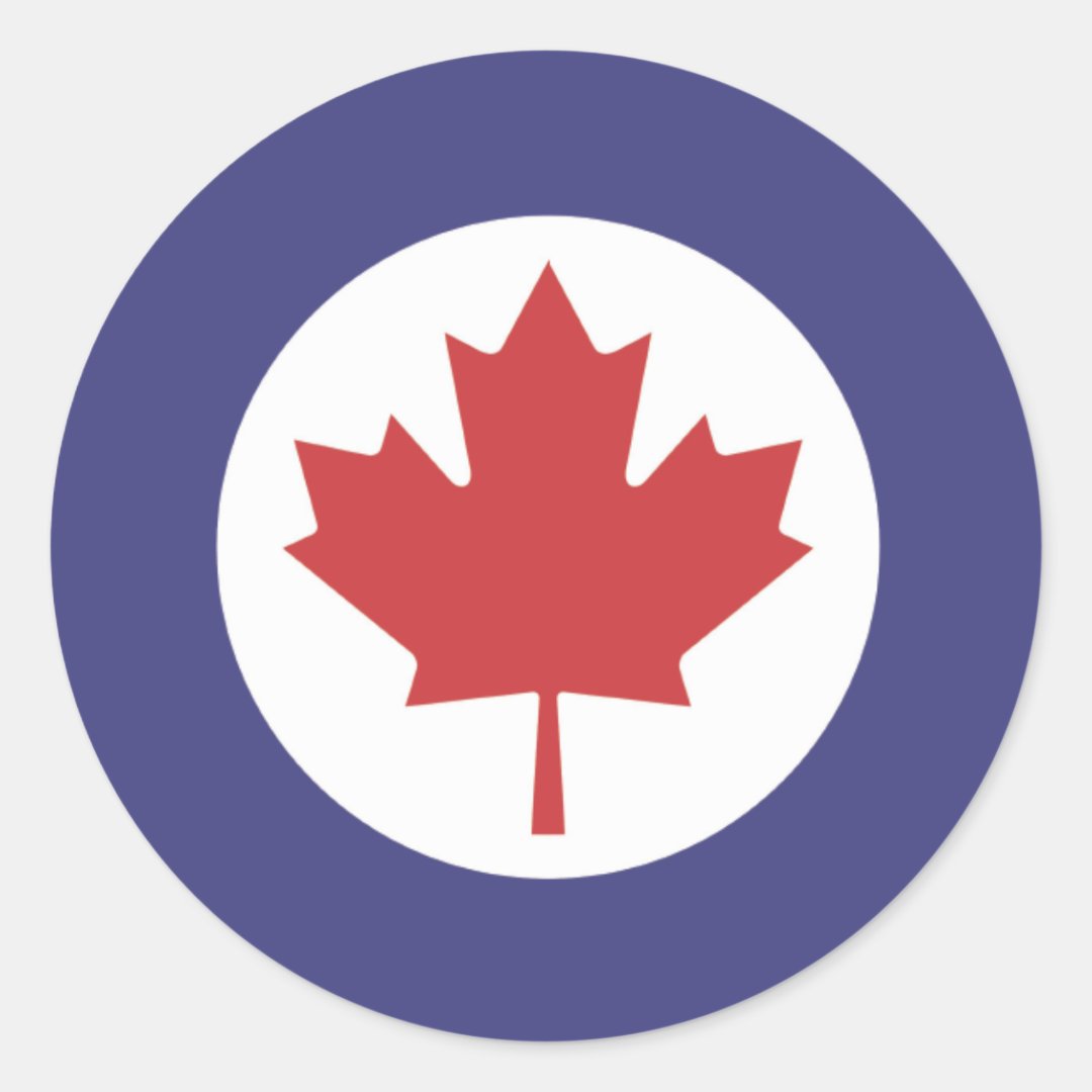 Canadian RAF Maple Leaf Roundel Classic Round Sticker | Zazzle