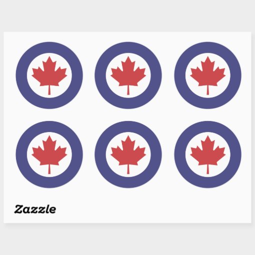 Canadian RAF Maple Leaf Roundel Classic Round Sticker | Zazzle