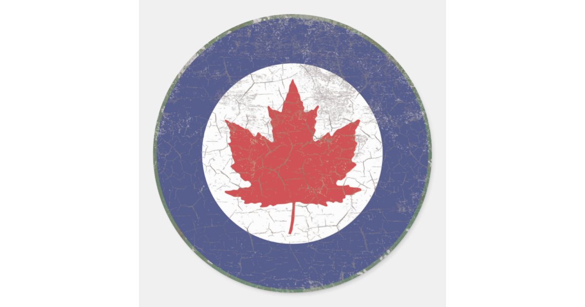 Canadian RAF Maple Leaf Roundel Rustic Classic Round Sticker | Zazzle