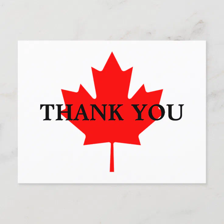 Canadian Red Maple Leaf Thank You Postcard | Zazzle