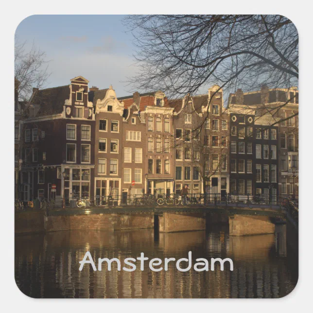 Canal houses square sticker | Zazzle