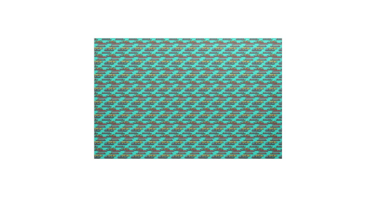 Canal Narrow Boats and Barges Pattern Fabric | Zazzle