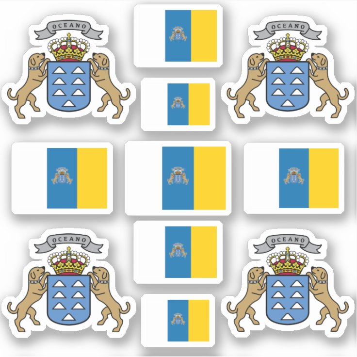 Canary Islands symbols /Coat of arms and flag Sticker | Zazzle