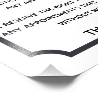 Cancelation policy poster for salon or spa | Zazzle