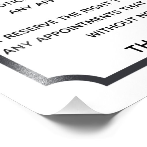 Cancelation policy poster for salon or spa | Zazzle