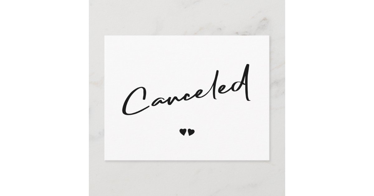 Canceled black and white cancel announcement postcard | Zazzle