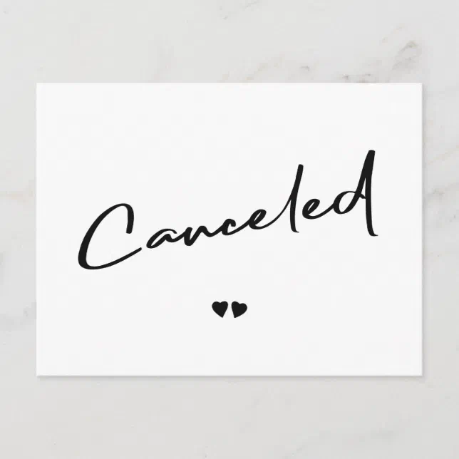 Canceled black and white cancel announcement postcard | Zazzle