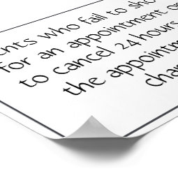 Cancellation policy poster for salon or spa | Zazzle