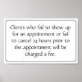 Cancellation policy poster for salon or spa | Zazzle
