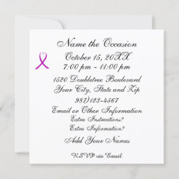 Cancer Awareness - Pink Ribbon Invitation | Zazzle