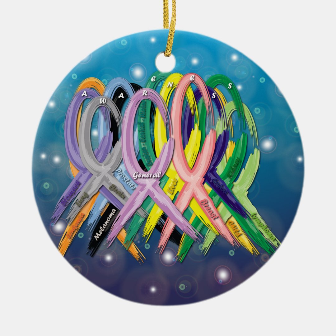 Cancer Awareness Ribbons Ceramic Ornament | Zazzle