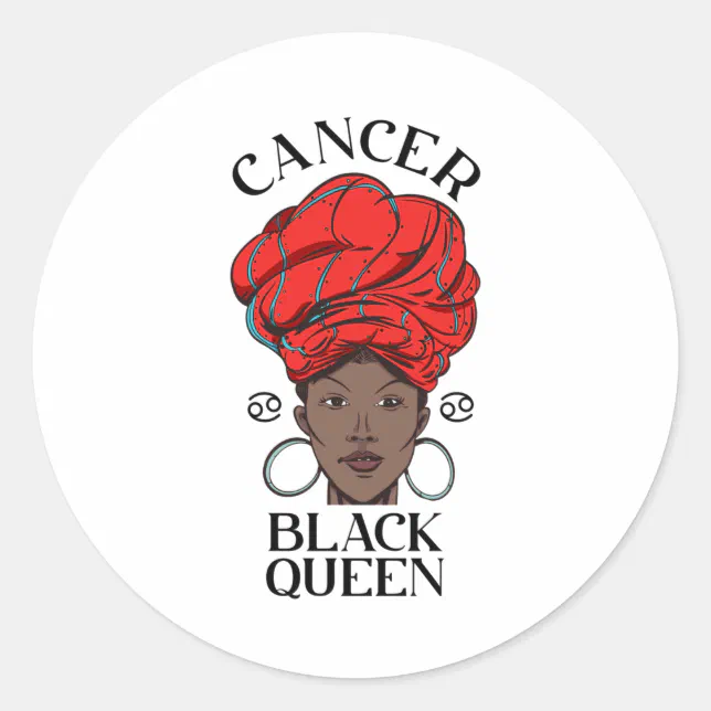 Cancer Black Queen Zodiac Sign Classic Round Sticker | Zazzle