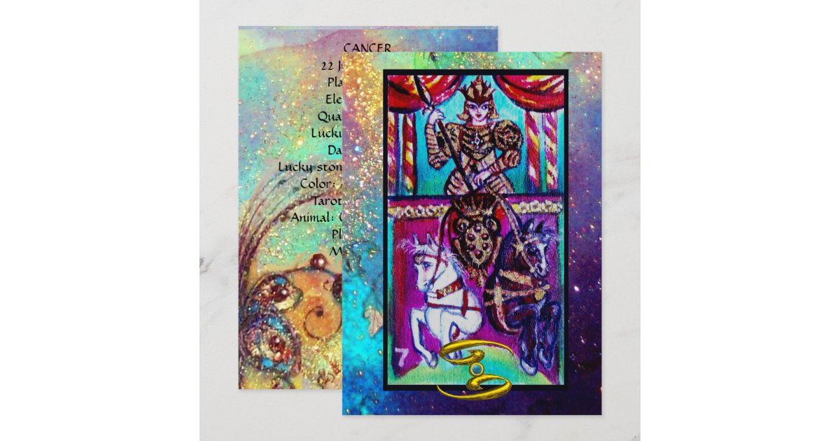 CANCER, CHARIOT TAROT ASTROLOGY ZODIAC BIRTHDAY CARD | Zazzle