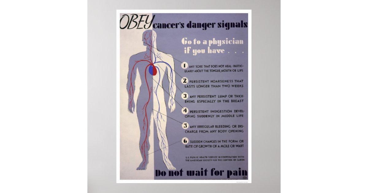 Cancer Danger Signals 1938 WPA Poster | Zazzle