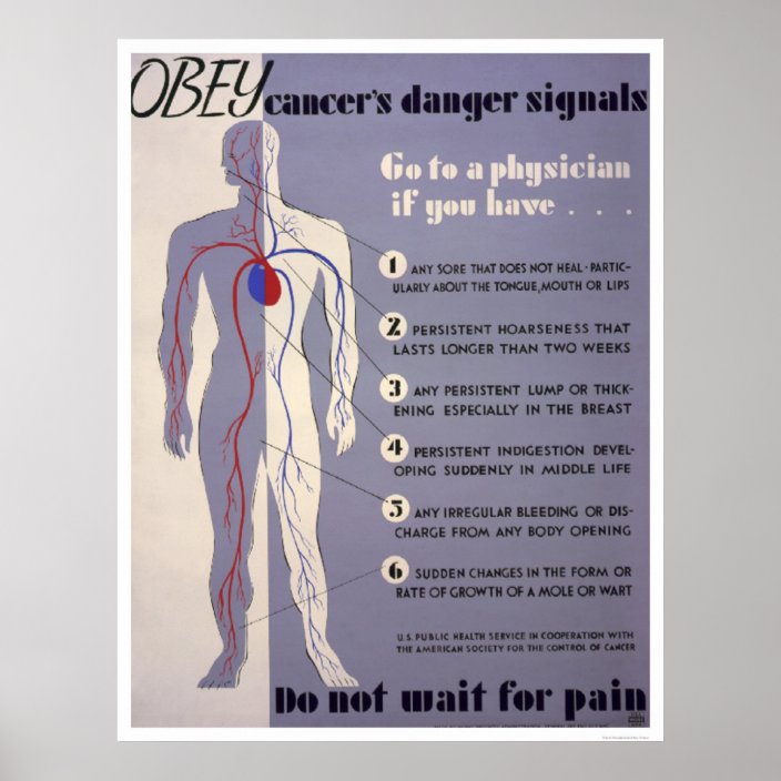 Cancer Danger Signals 1938 WPA Poster | Zazzle.com