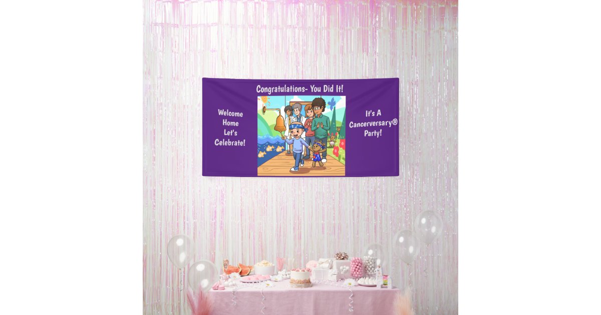 Cancer Free Anniversary Party Vinyl Banner | Zazzle