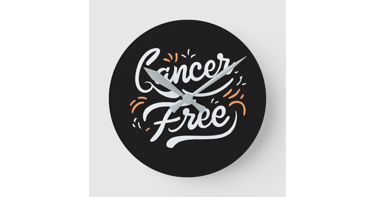 cancer free breast cancer awareness round clock | Zazzle