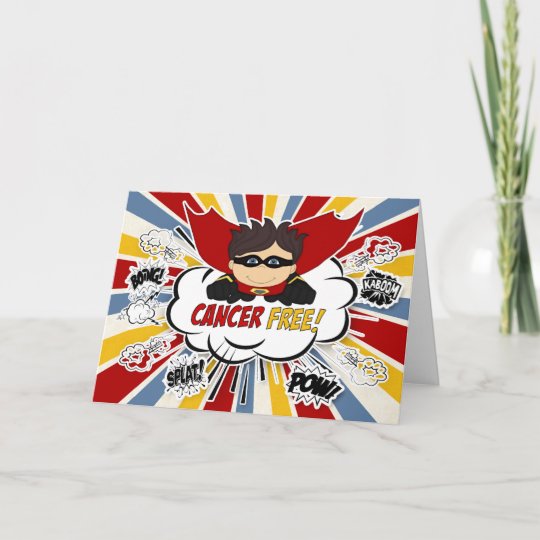 Cancer Free Congratulations Boys Red Superhero Card | Zazzle.com