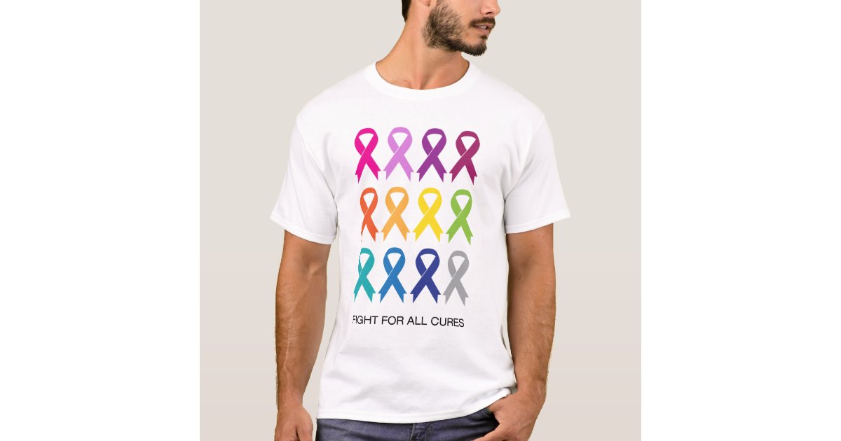 Cancer Ribbons for fighting all types of cancer T-Shirt | Zazzle
