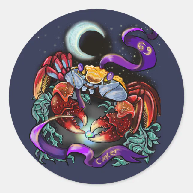 Cancer zodiac sign classic round sticker | Zazzle