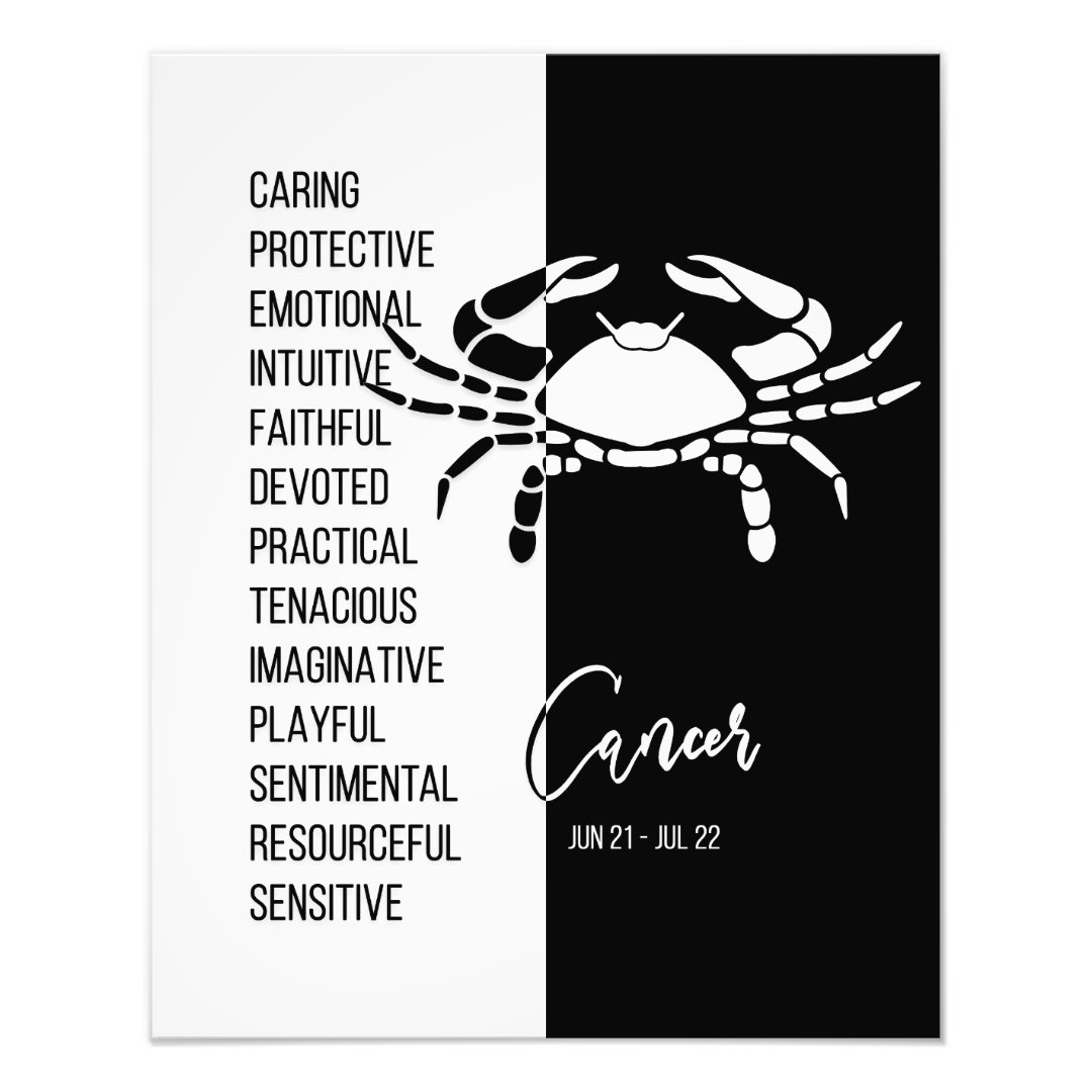 Cancer Zodiac Sign Print, Black & White | Zazzle