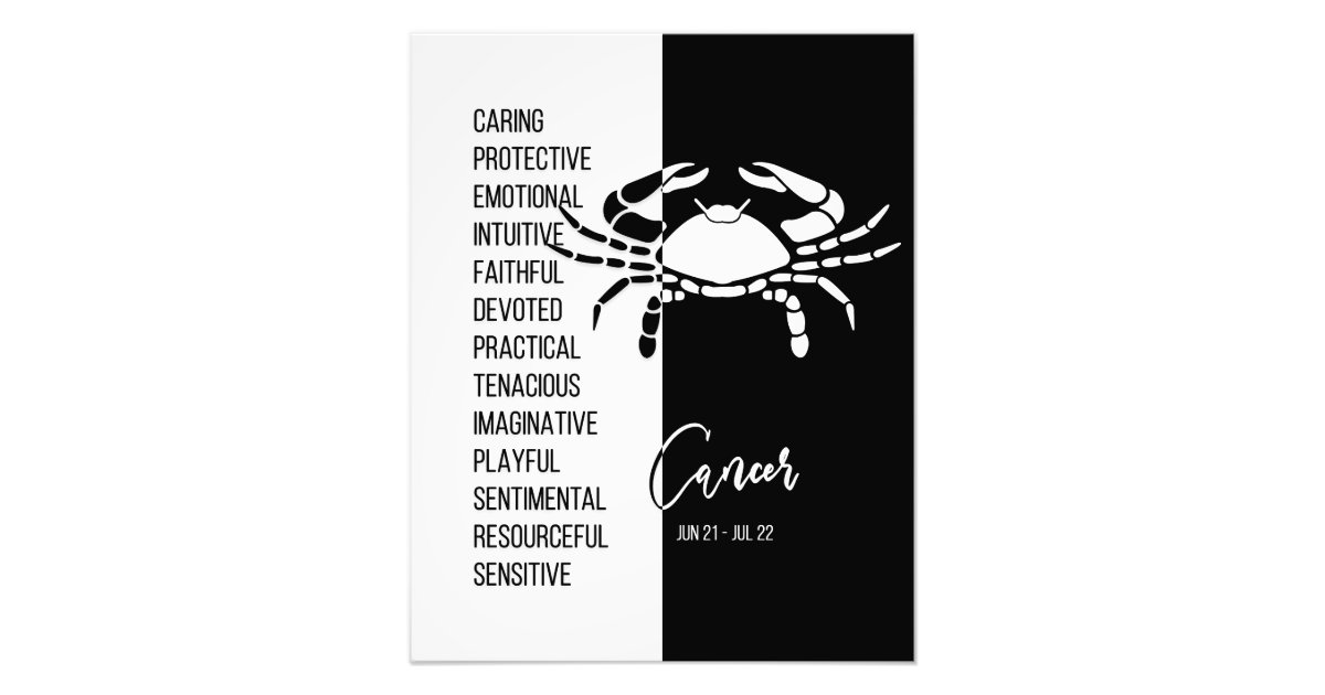 Cancer Zodiac Sign Print, Black & White | Zazzle