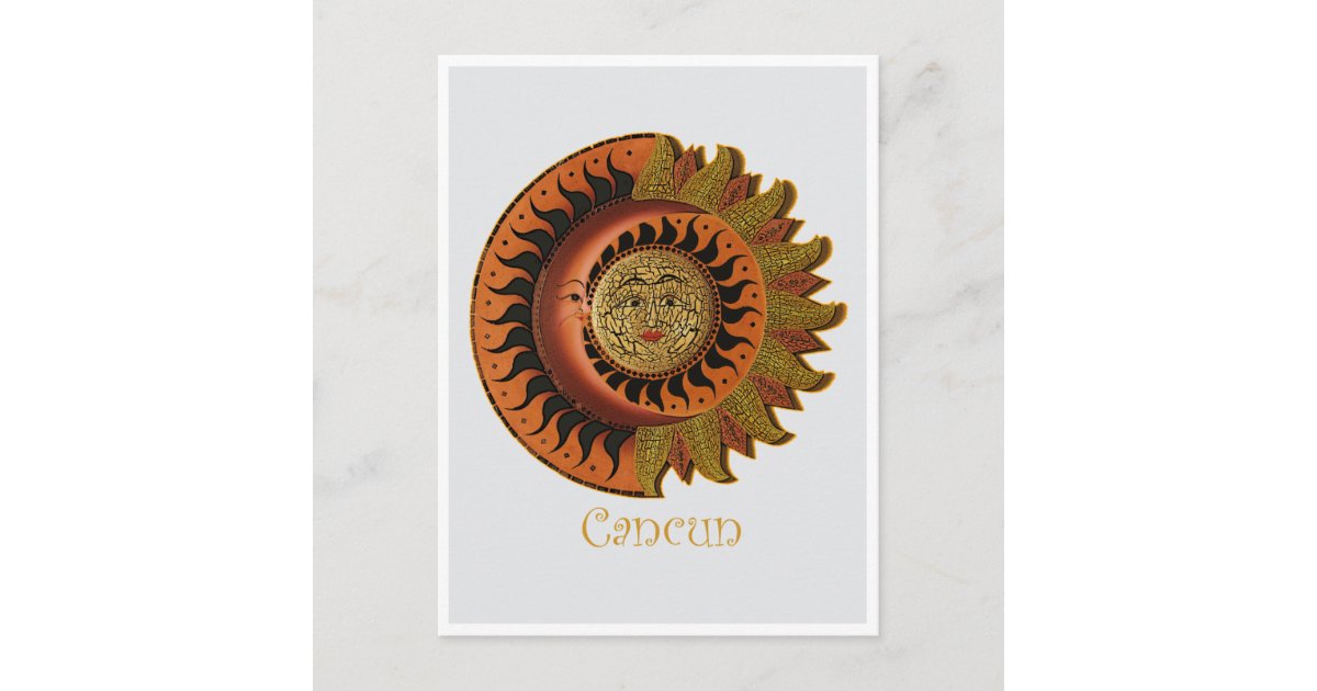 Cancun Mayan Sun and Moon symbol Postcard | Zazzle
