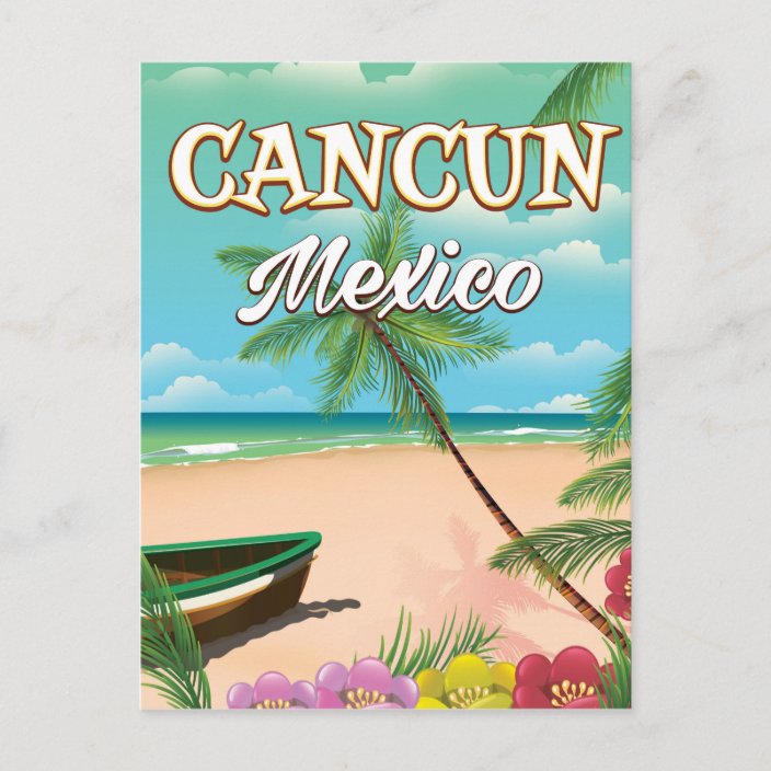 Cancun Mexico beach poster Postcard | Zazzle.com