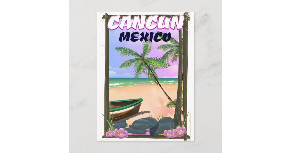 Cancun Mexico beach poster. Postcard | Zazzle