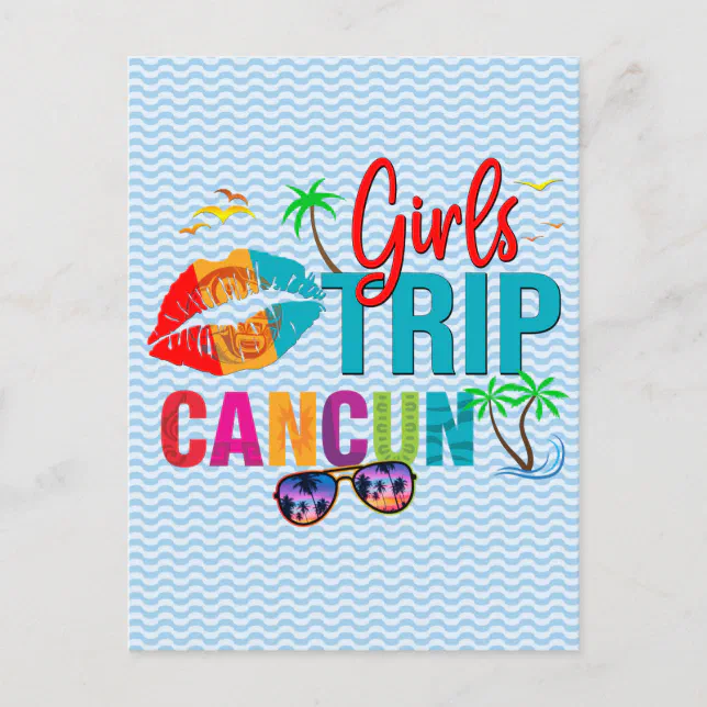 Cancun Mexico Girls Trip Colorful Postcard | Zazzle