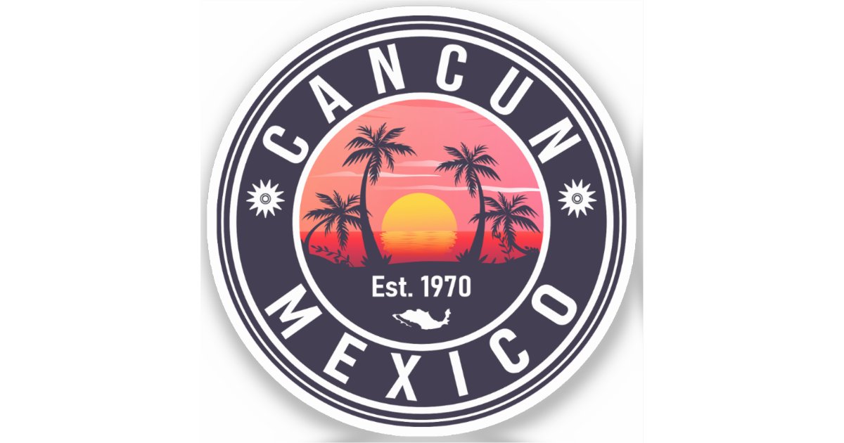 Cancun Mexico Palm Tree Vintage Travel Souvenir Sticker | Zazzle